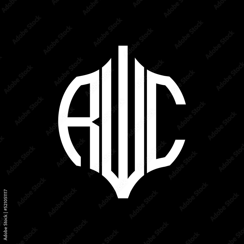 RWC letter logo. RWC best black background vector image. RWC Monogram ...