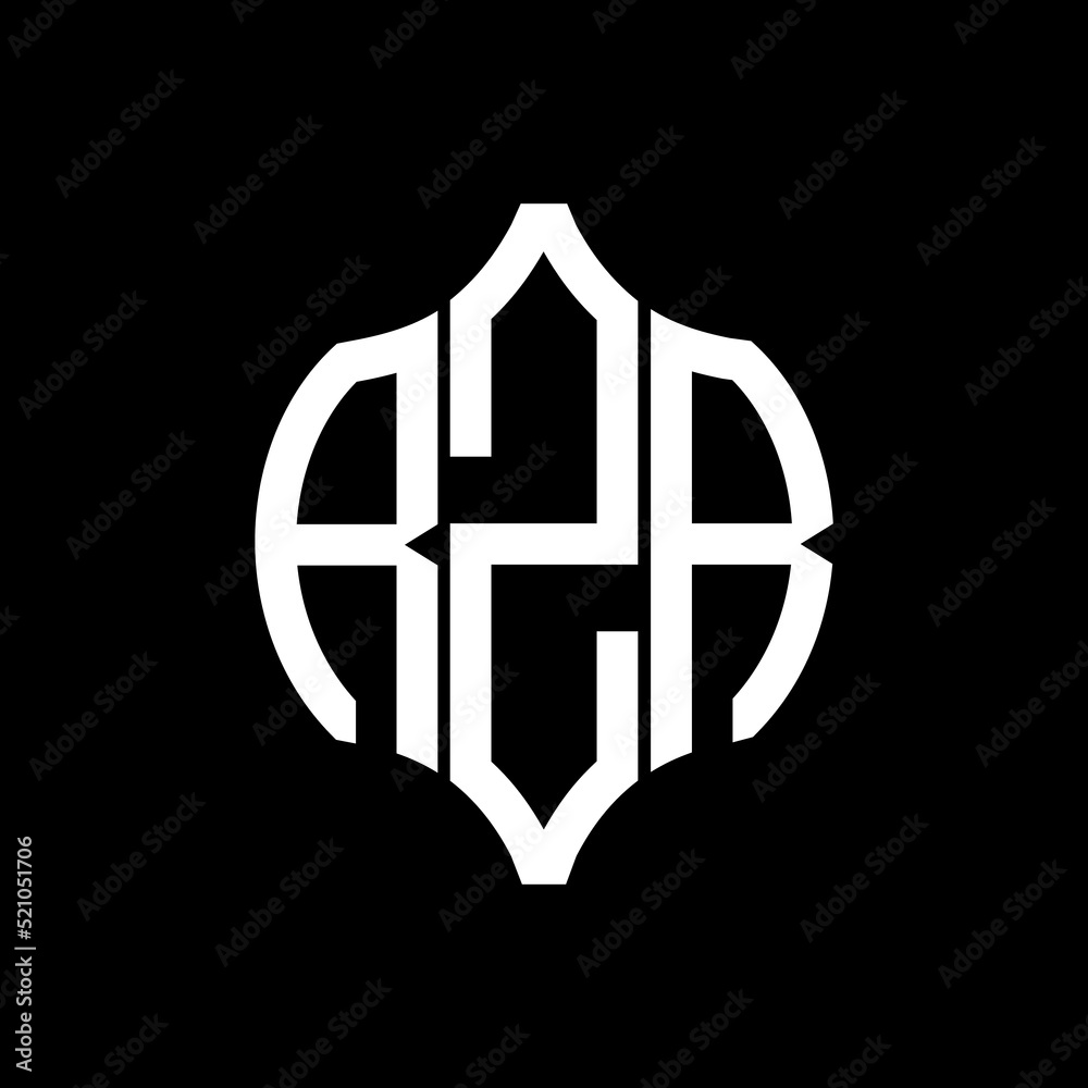 RZR letter logo. RZR best black background vector image. RZR Monogram ...