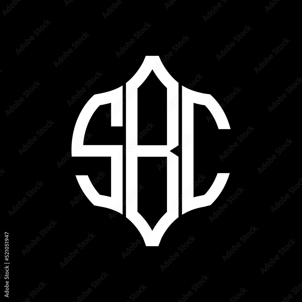 SBC letter logo. SBC best black background vector image. SBC Monogram ...