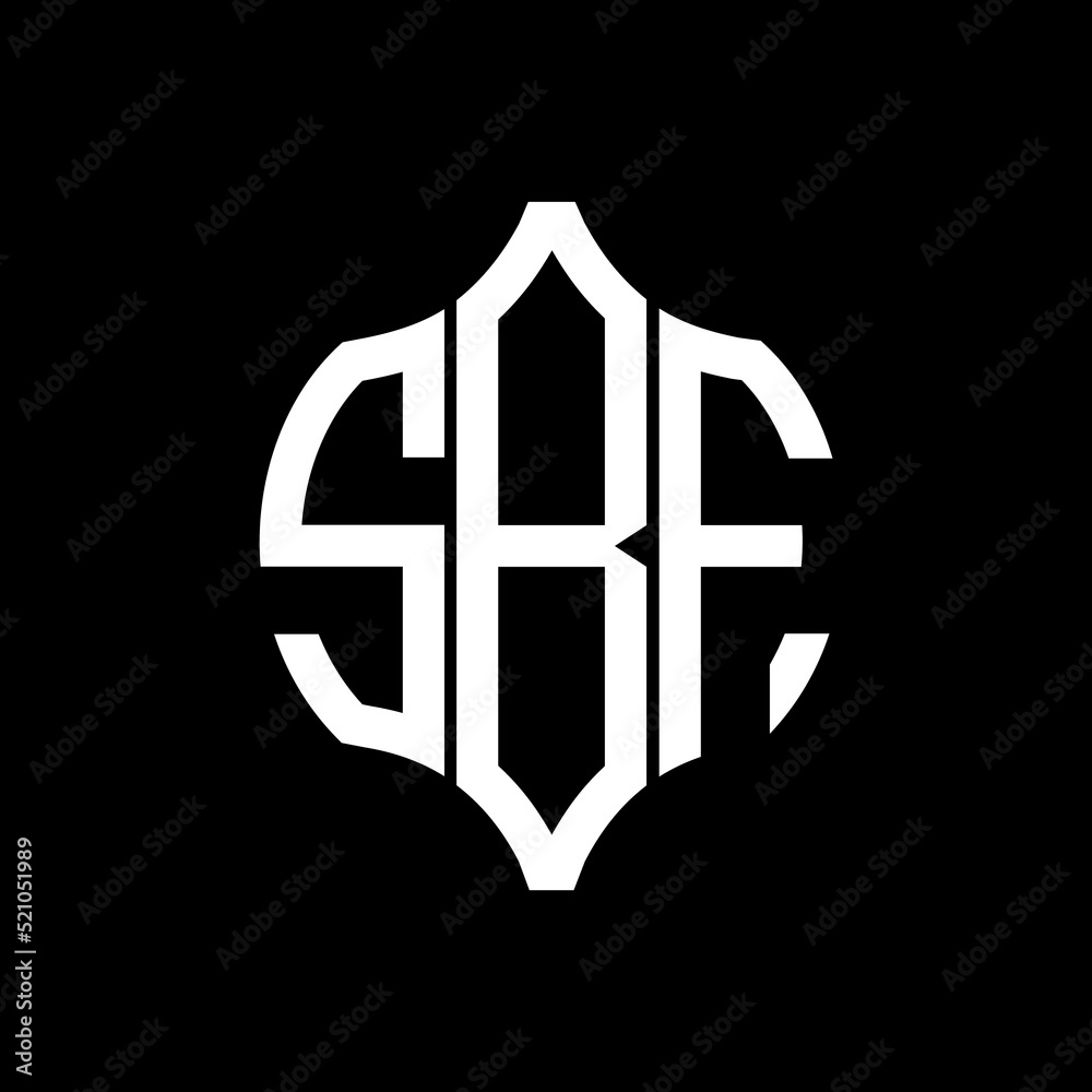 SBF letter logo. SBF best black background vector image. SBF Monogram ...