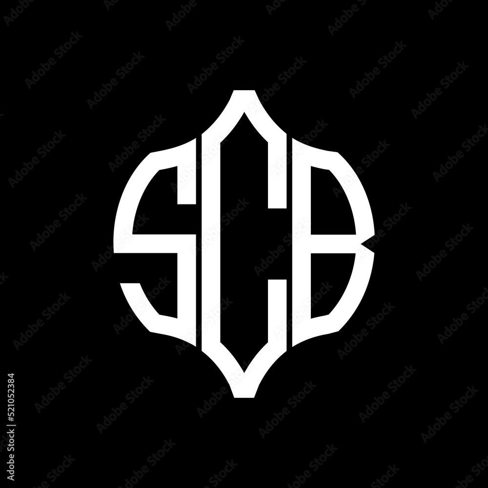 SCB letter logo. SCB best black background vector image. SCB Monogram ...