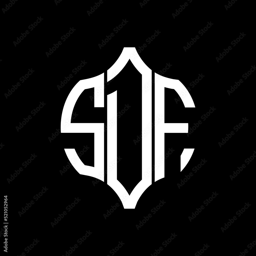SDF letter logo. SDF best black background vector image. SDF Monogram ...