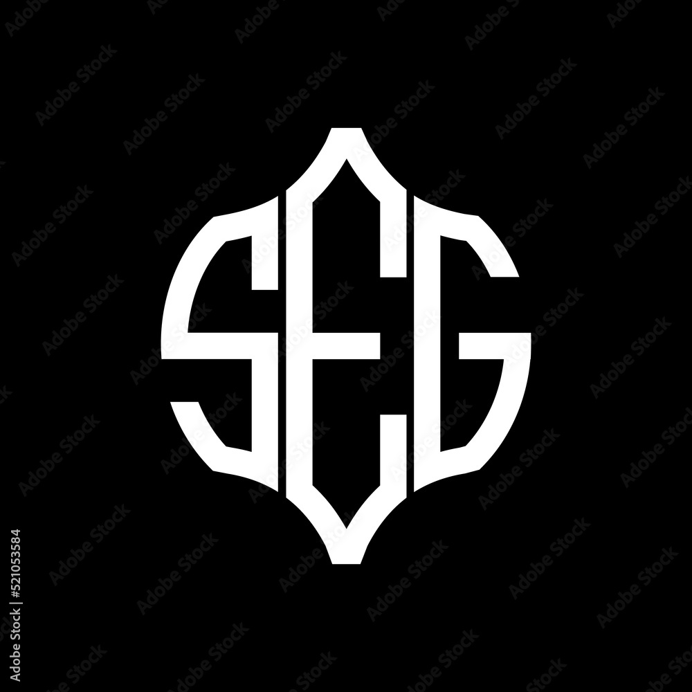 SEG letter logo. SEG best black background vector image. SEG Monogram ...