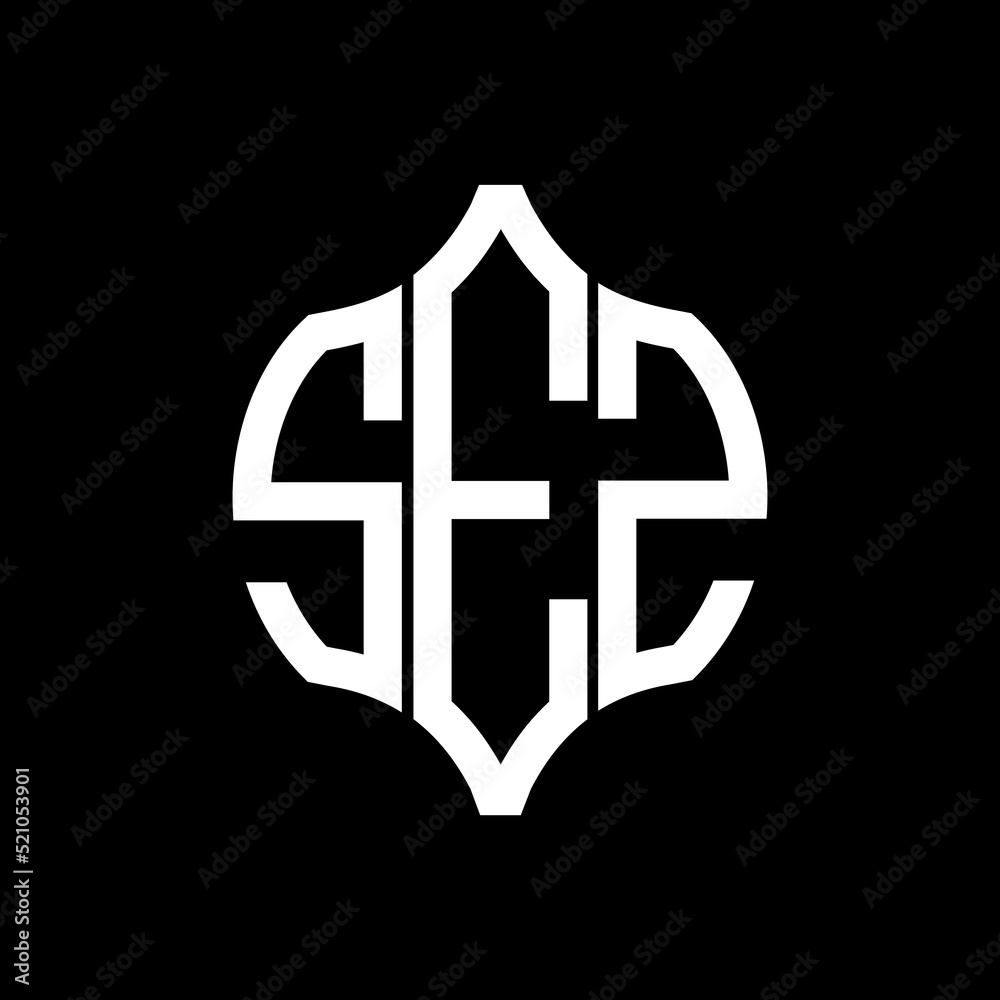 SEZ letter logo. SEZ best black background vector image. SEZ Monogram ...