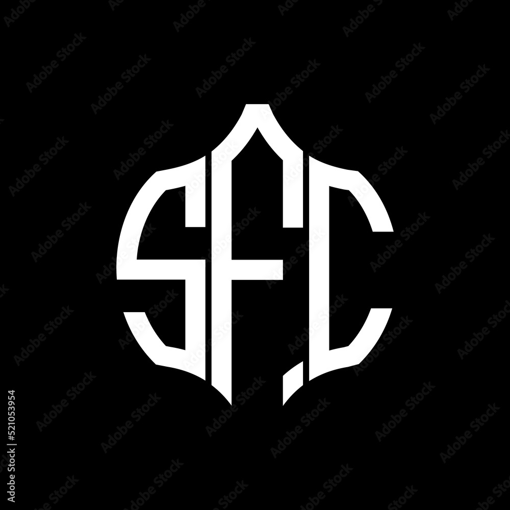 SFC letter logo. SFC best black background vector image. SFC Monogram ...