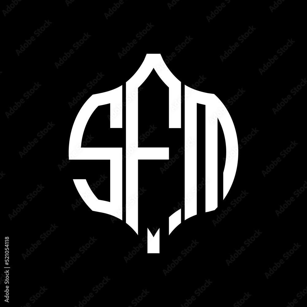 SFM letter logo. SFM best black background vector image. SFM Monogram ...