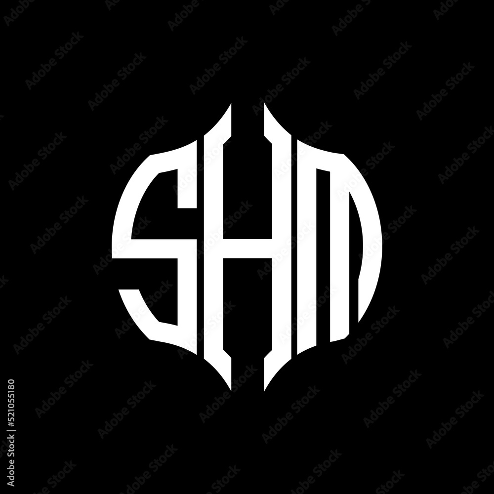 SHM letter logo. SHM best black background vector image. SHM Monogram ...