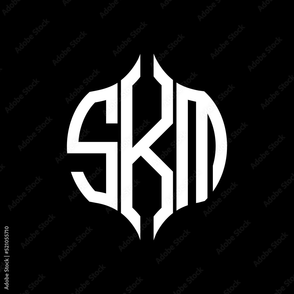 SKM letter logo. SKM best black background vector image. SKM Monogram ...