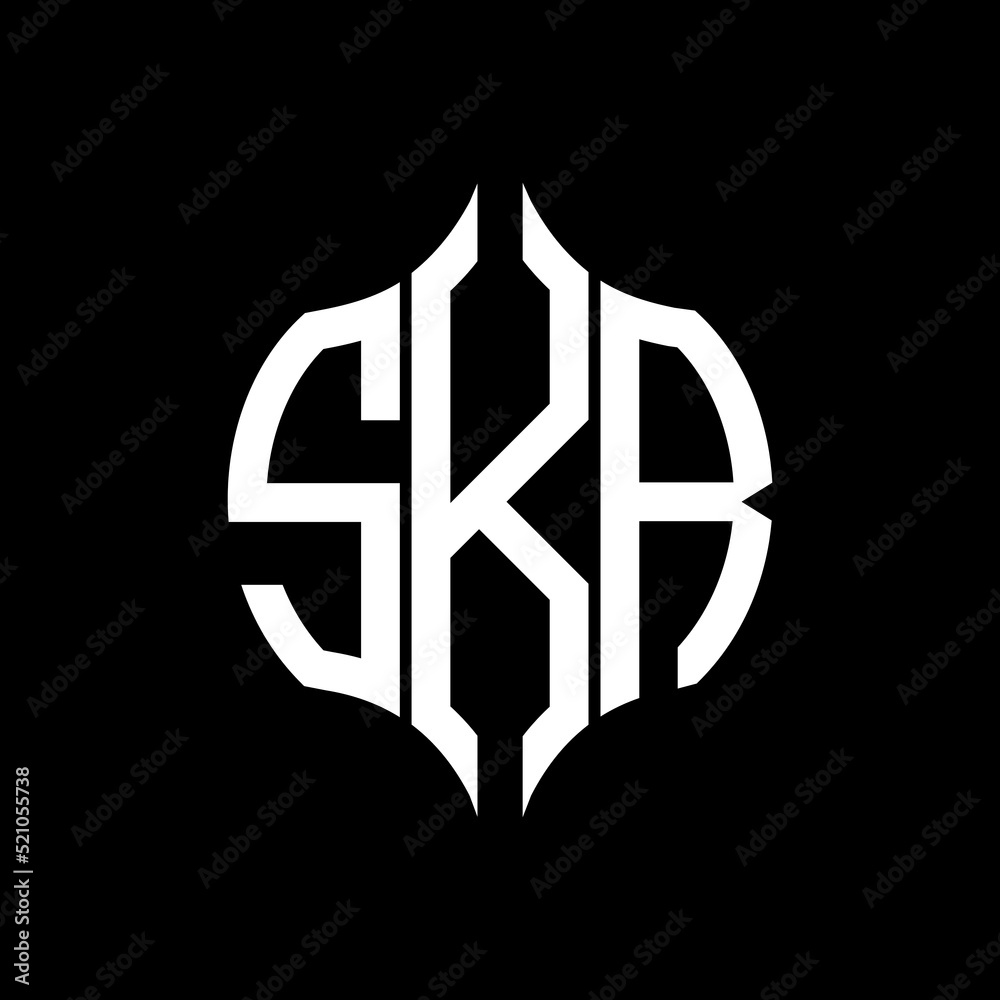 SKR letter logo. SKR best black background vector image. SKR Monogram ...