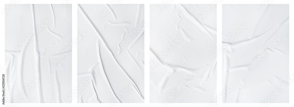 Set of wrinkled paper templates. wet blank paper for poster and text ...