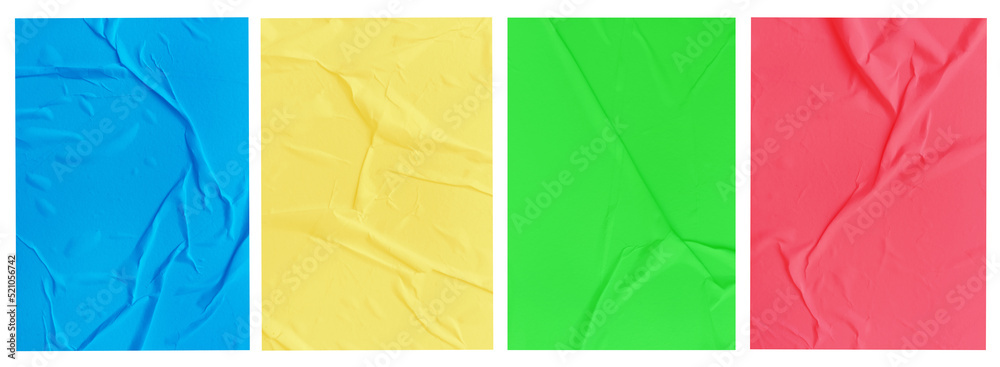 Set of wrinkled paper templates. wet blank paper for poster and text ...