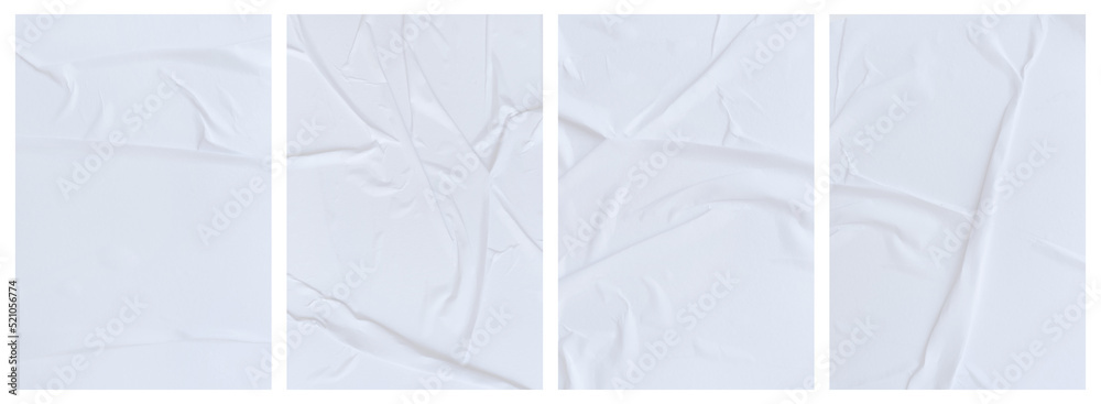 Set of wrinkled paper templates. wet blank paper for poster and text ...