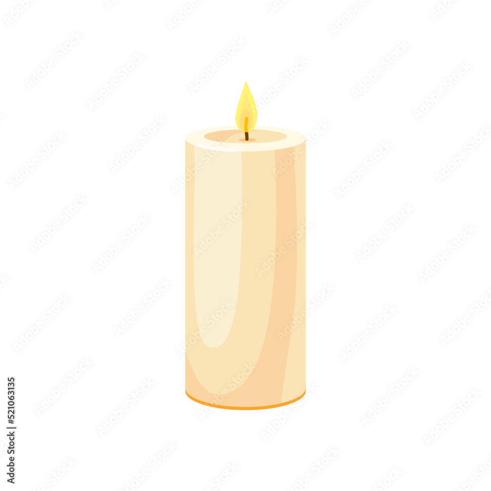 Burning candle. Vector illustration isolated on white background. Stock ...