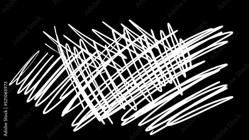 White twisted lines on a black screen. Doodle draft notes in 4k with ...