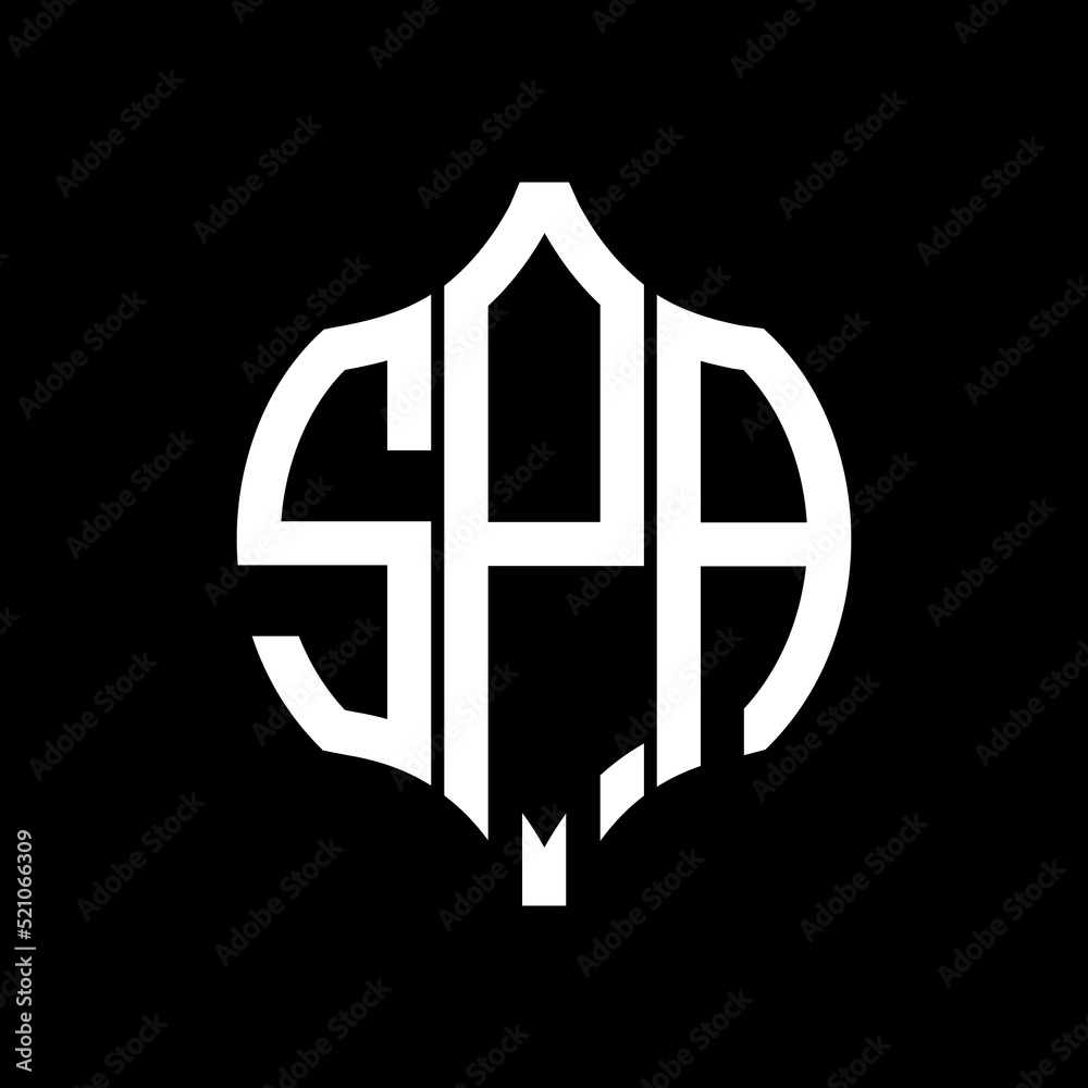 SPA letter logo. SPA best black background vector image. SPA Monogram ...