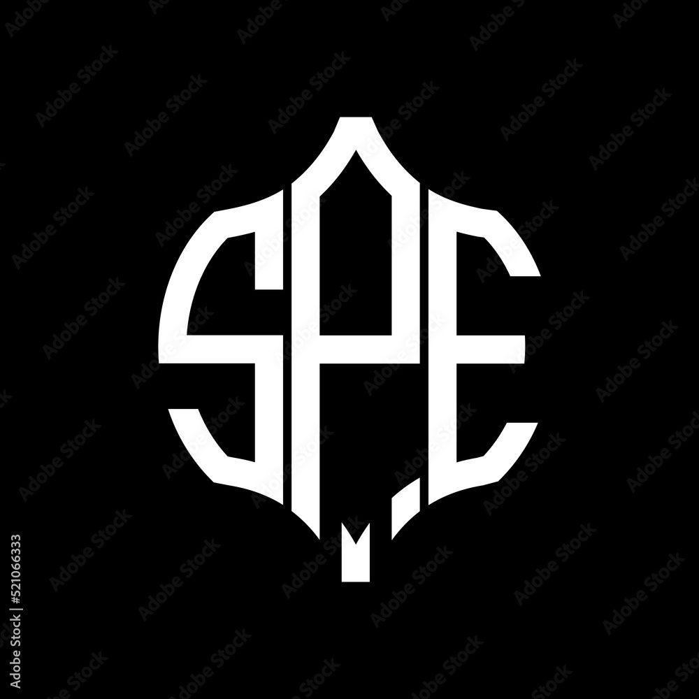 Vecteur Stock SPE letter logo. SPE best black background vector image ...