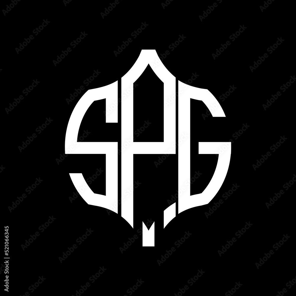 SPG letter logo. SPG best black background vector image. SPG Monogram ...