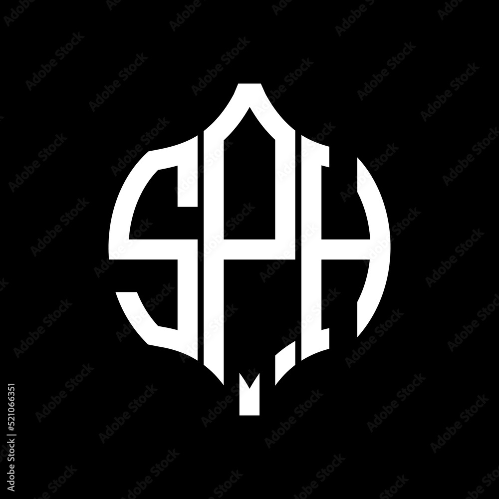 SPH letter logo. SPH best black background vector image. SPH Monogram ...