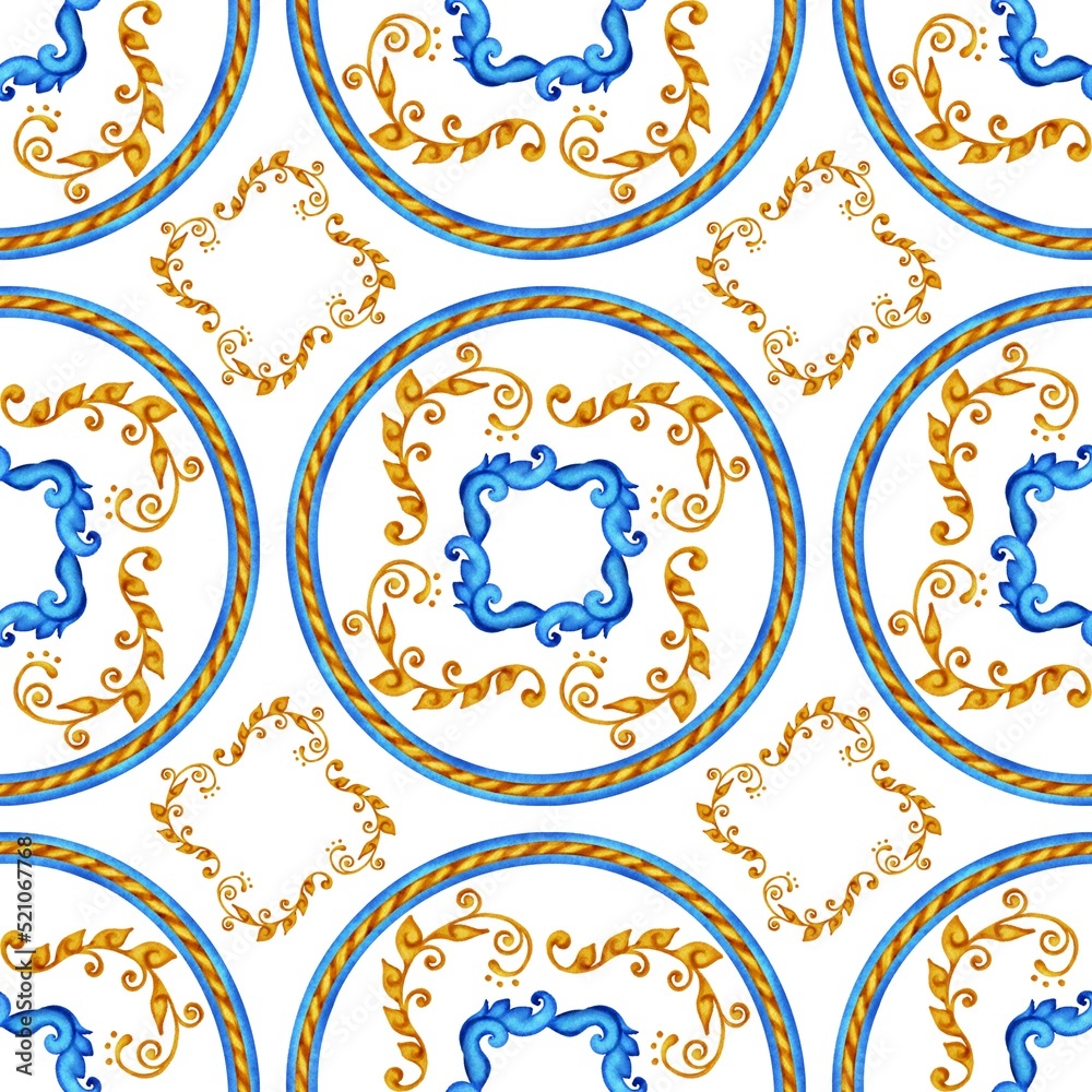 Tiles watercolor seamless pattern for textile fabric wallpaper ...