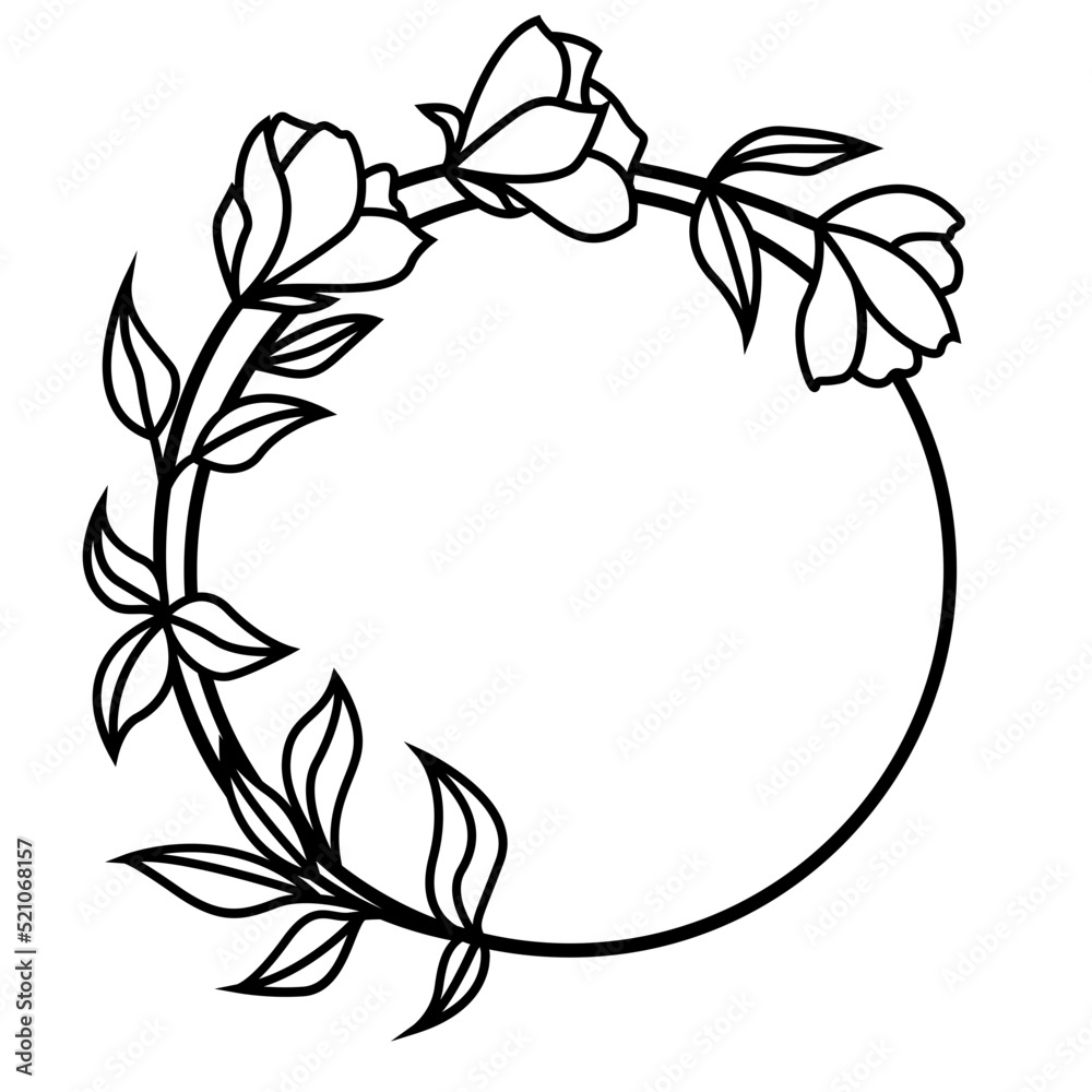 Magnolia monogram frame svg, Flower round border svg, Floral wreath svg ...