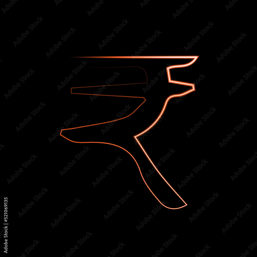 Vector illustration of Indian currency symbol with neon effect. Stock ...