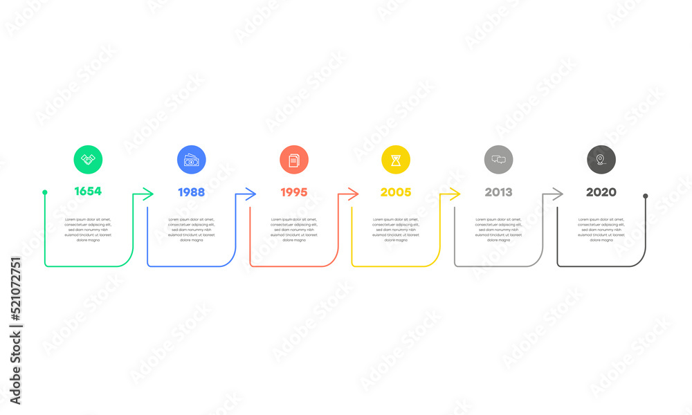 Business infographics template with timeline diagrams in white color ...