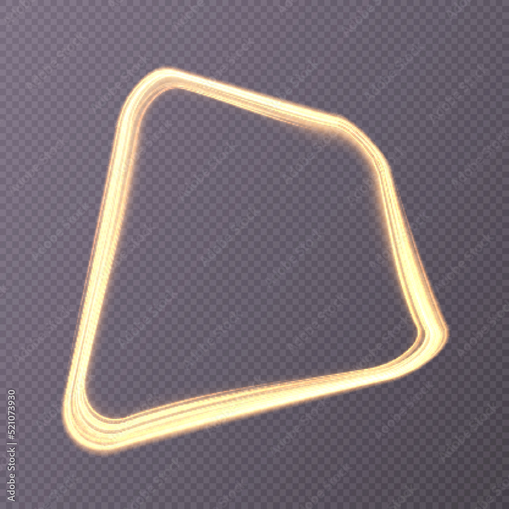 Square gold frame with neon light effect for the design of portraits ...