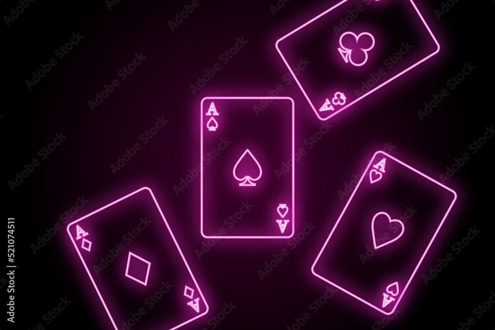 Glowing neon Poker cards background Stock-Illustration | Adobe Stock