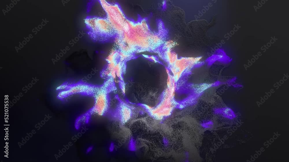 The dark particles form a circle and explode into a bright multi ...