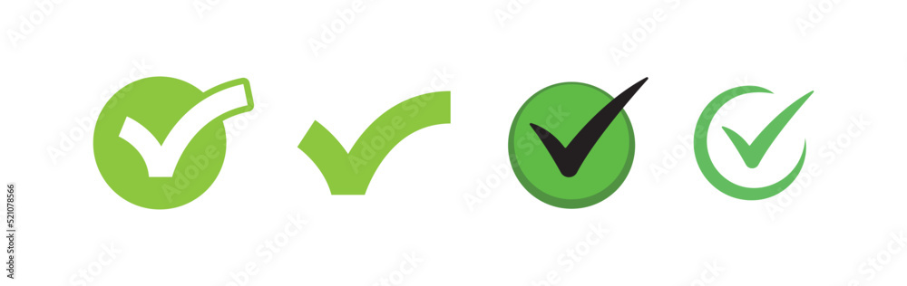 Vektorová grafika „Check mark icons. Green checklist tick symbol ...