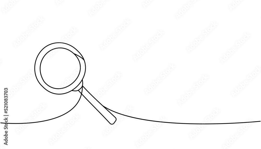 Magnifying glass one line continuous drawing. Loupe continuous one line ...