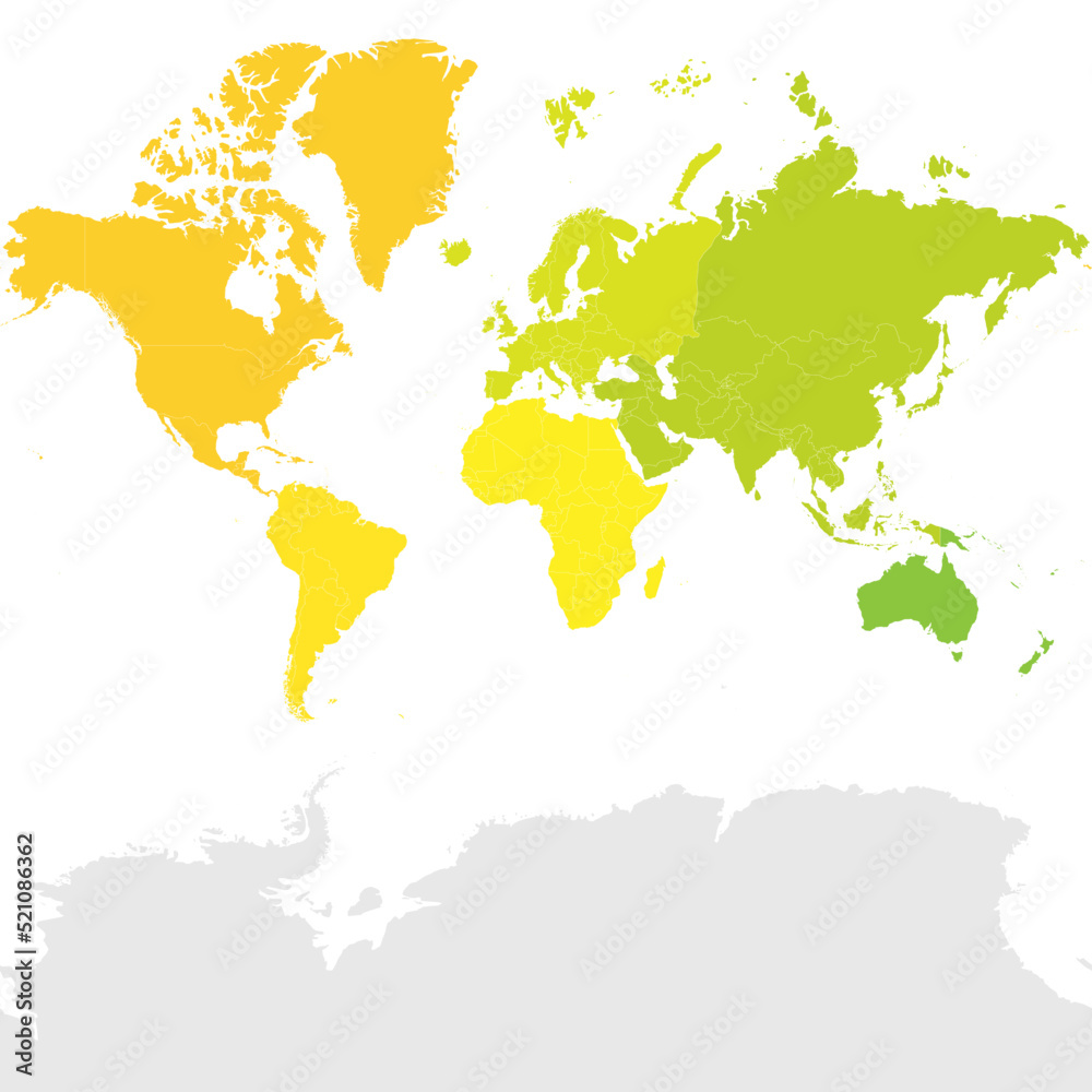Colorful political map World continents. Stock Vector | Adobe Stock