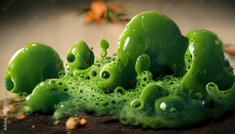 Realistic green slime drip and falling. Splashes of music and music ...