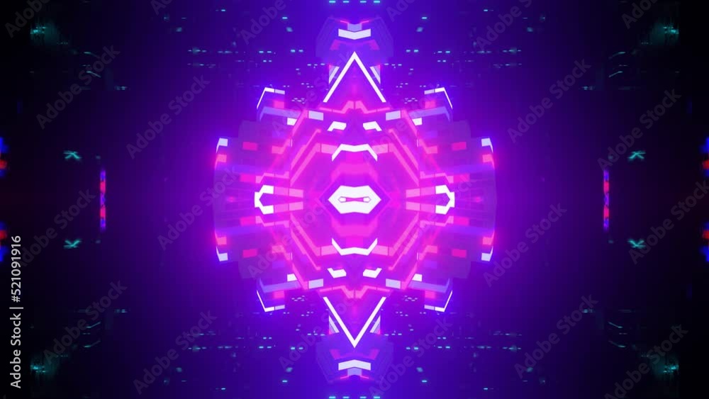 symmetrical 3d object or structure rotates and moves inside glass ...