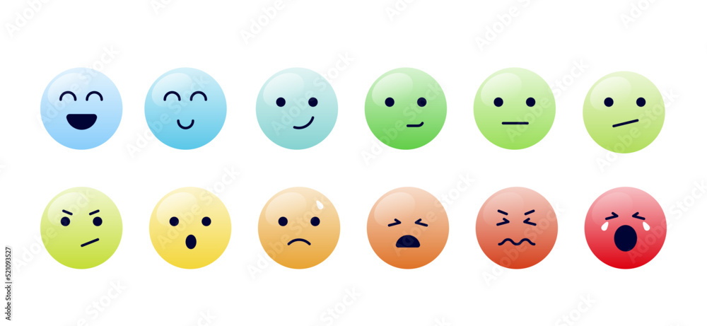 Smiley face expression - Set of mood symbols with faces showing ...