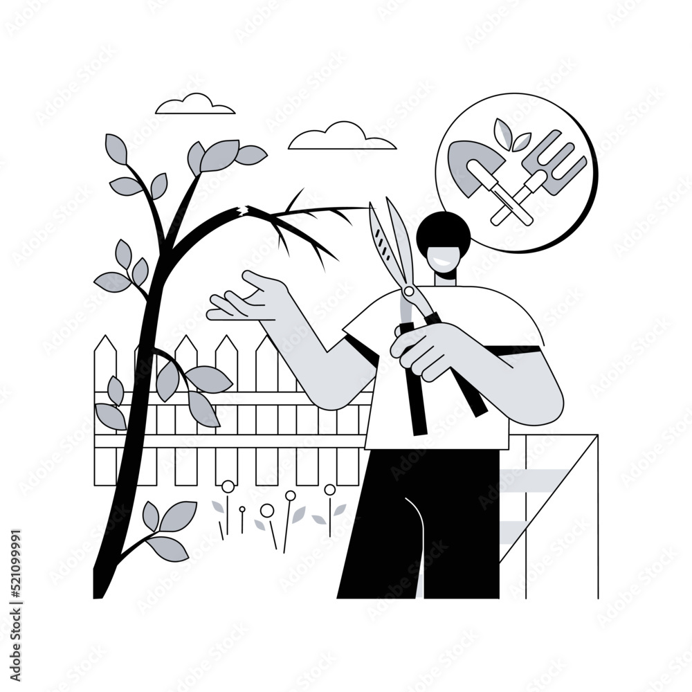 Cutting trees and shrubs abstract concept vector illustration ...