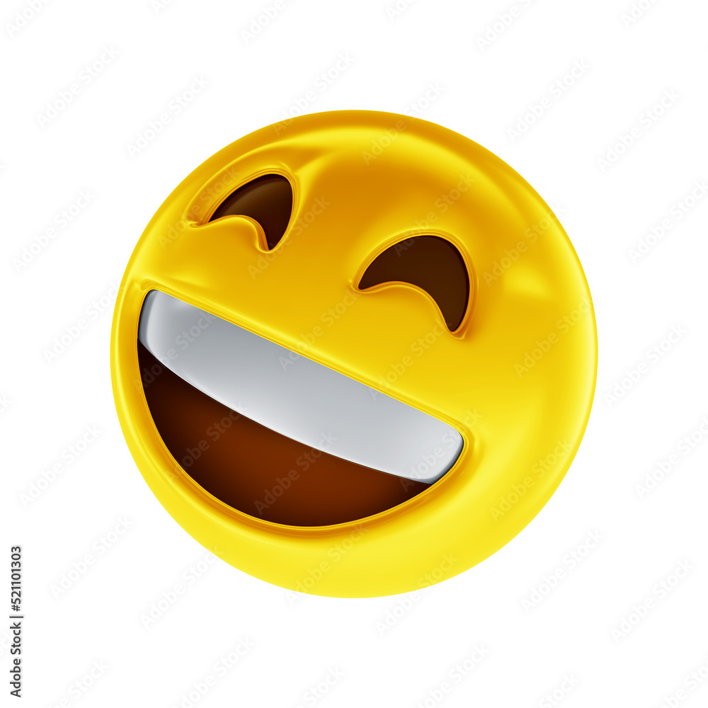 3D radiant face emoji with smiling eyes and a very happy smile Stock ...
