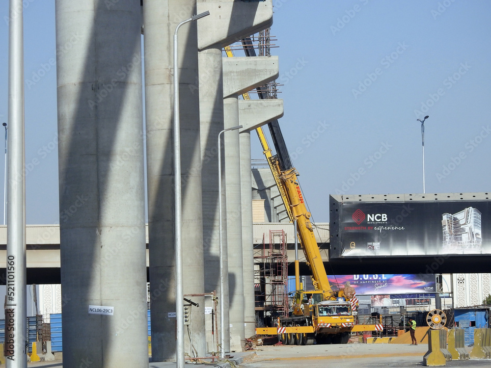 Cairo, Egypt, July 24 2022: A construction site of Egypt new projects ...