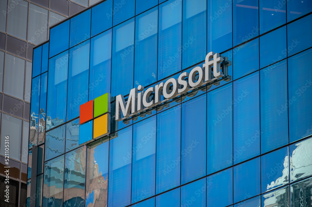 Vancouver, British Columbia - July 23, 2022: Microsoft logo on an ...