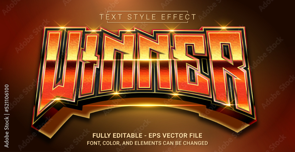 Winner Text Style Effect. Editable Graphic Text Template. Stock Vector ...