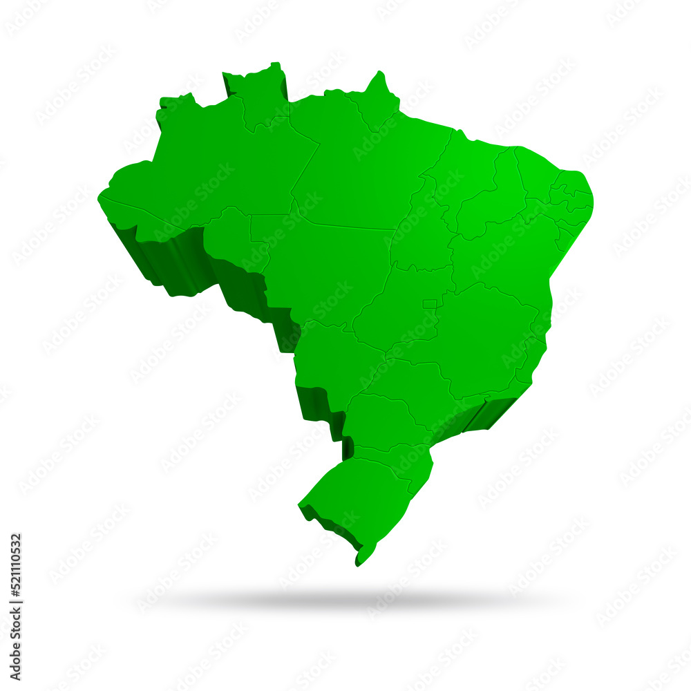 Elemento 3D com o mapa do Brasil em verde Stock Illustration | Adobe Stock