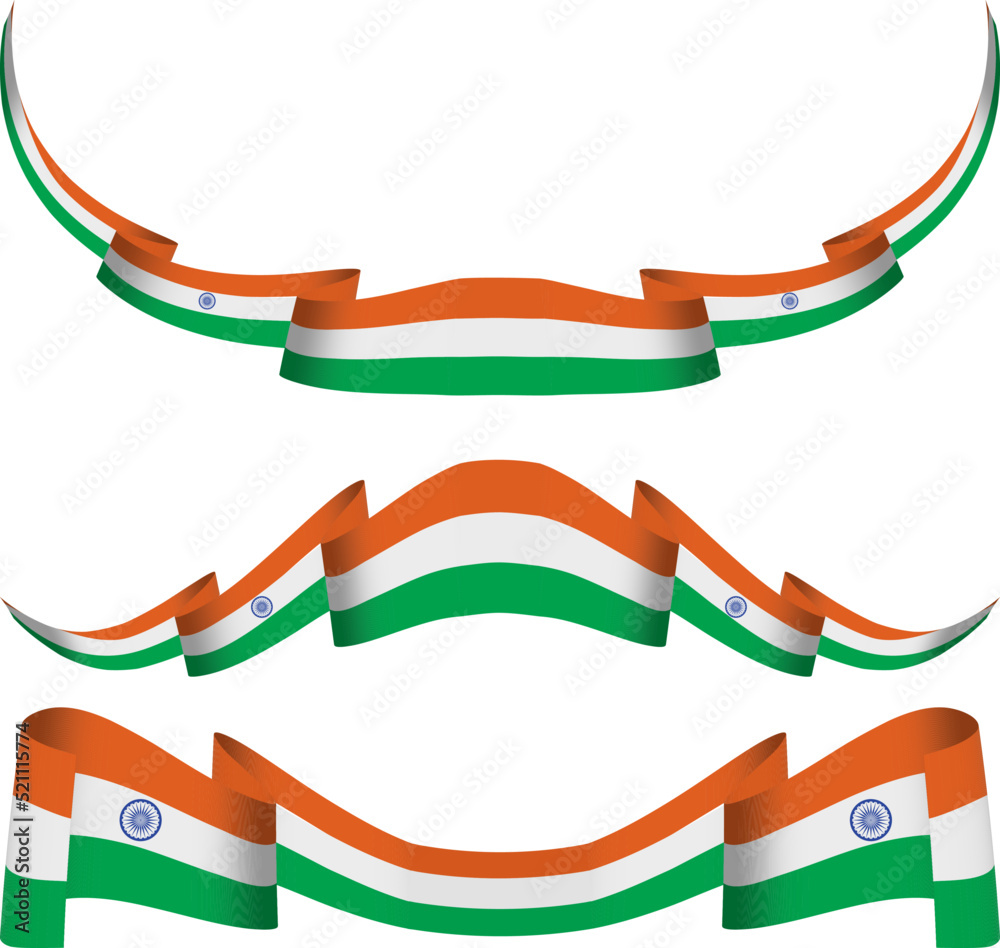Indian flag ribbon set Stock Vector | Adobe Stock
