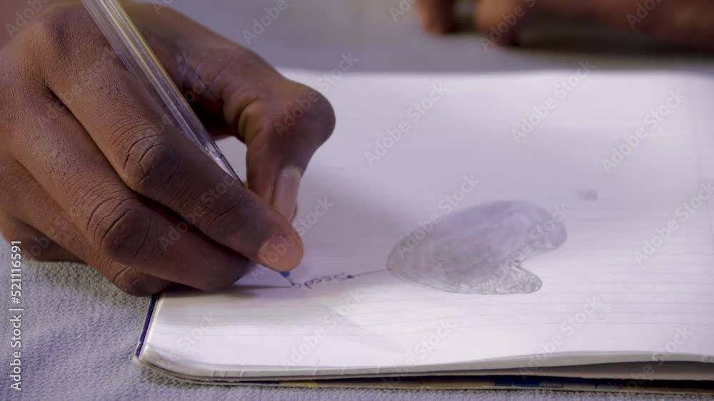 Hand of a school boy drawing and labelling a seed. Pencil drawing ...
