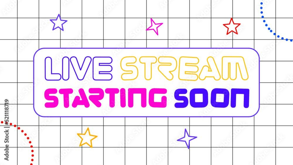 Animated Live Twitch Stream Starting Soon aesthetic with grid on white ...