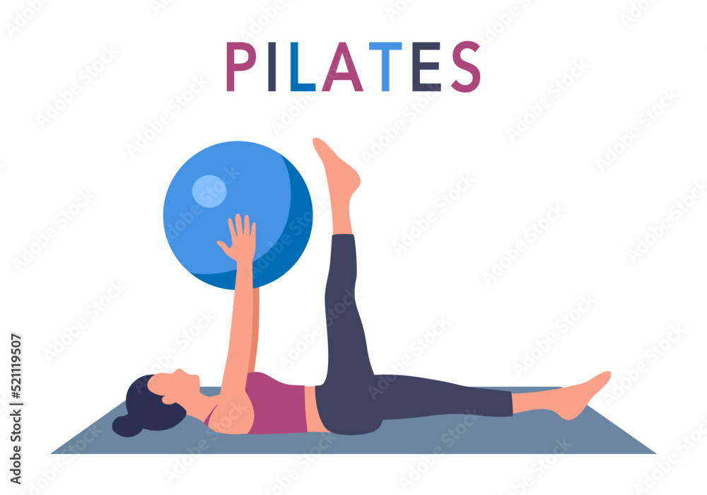 Vetor de Pilates training concept vector illustration. Woman doing ...