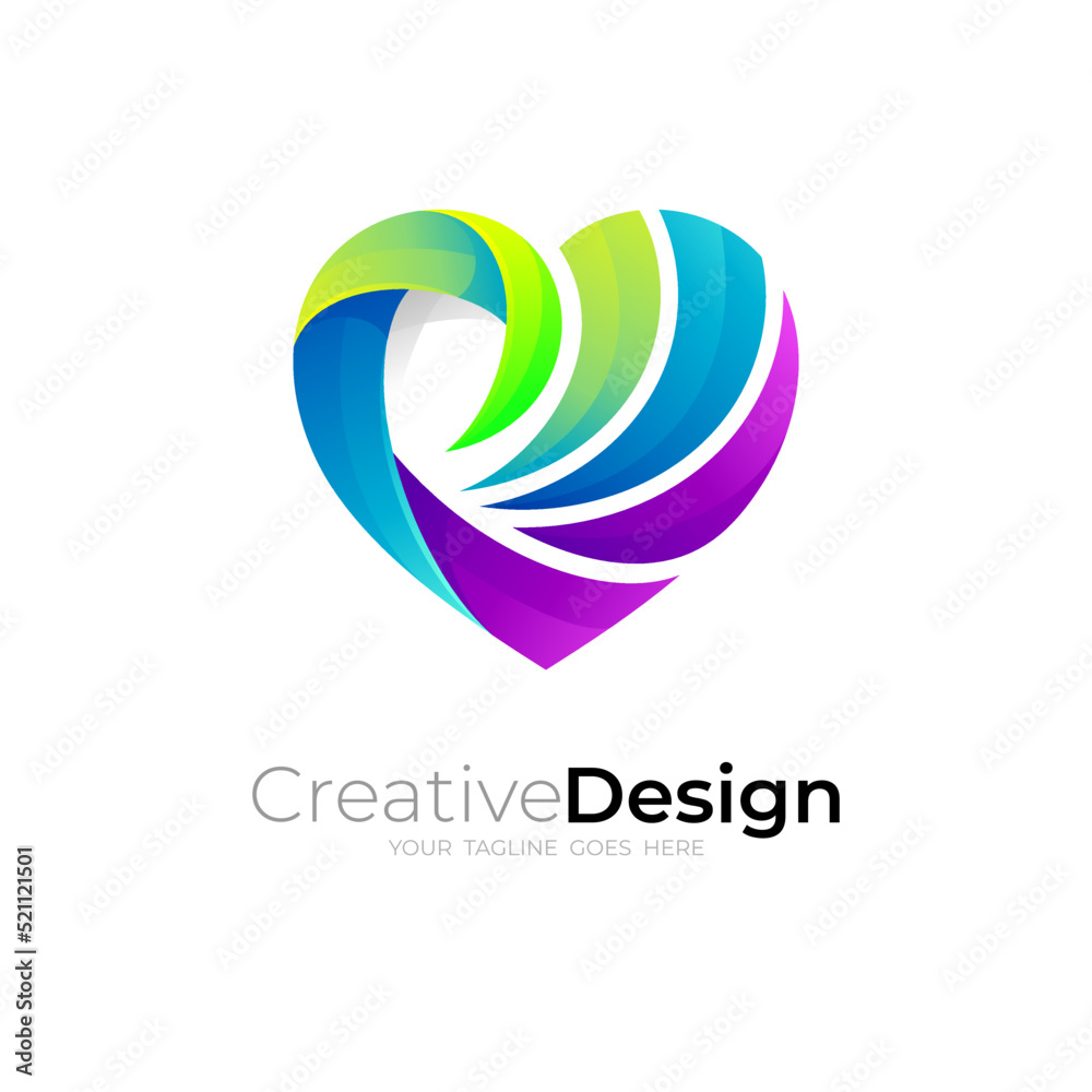 Heart care logo with simple, charity icons Stock Vector | Adobe Stock