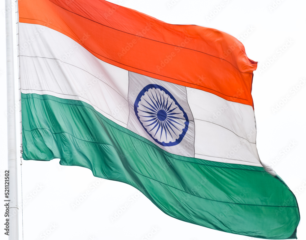 India flag flying high at Connaught Place with pride in blue sky, India ...