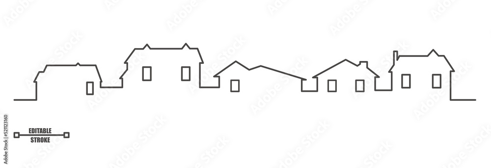 Stockvector Neighbourhood houses outline panoramic landscape ...