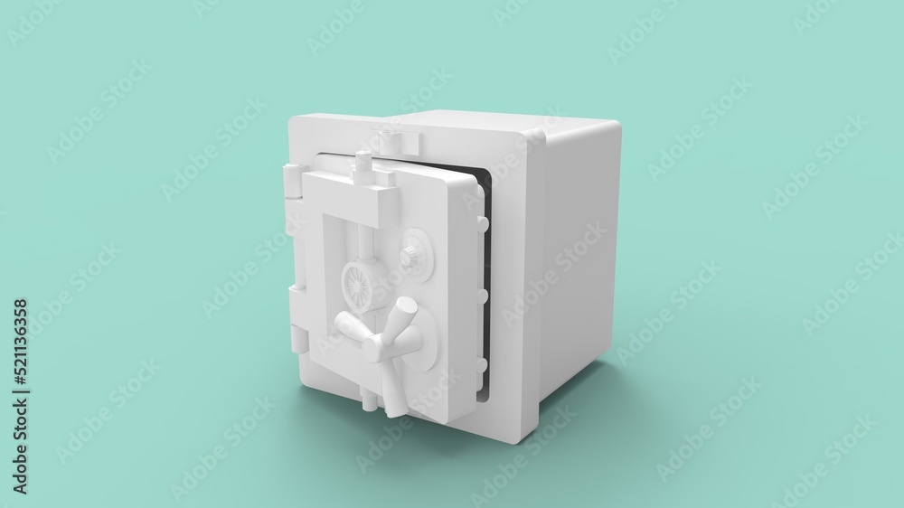 3D rendering of a vault safe heavy strong robust metal reliable lock ...