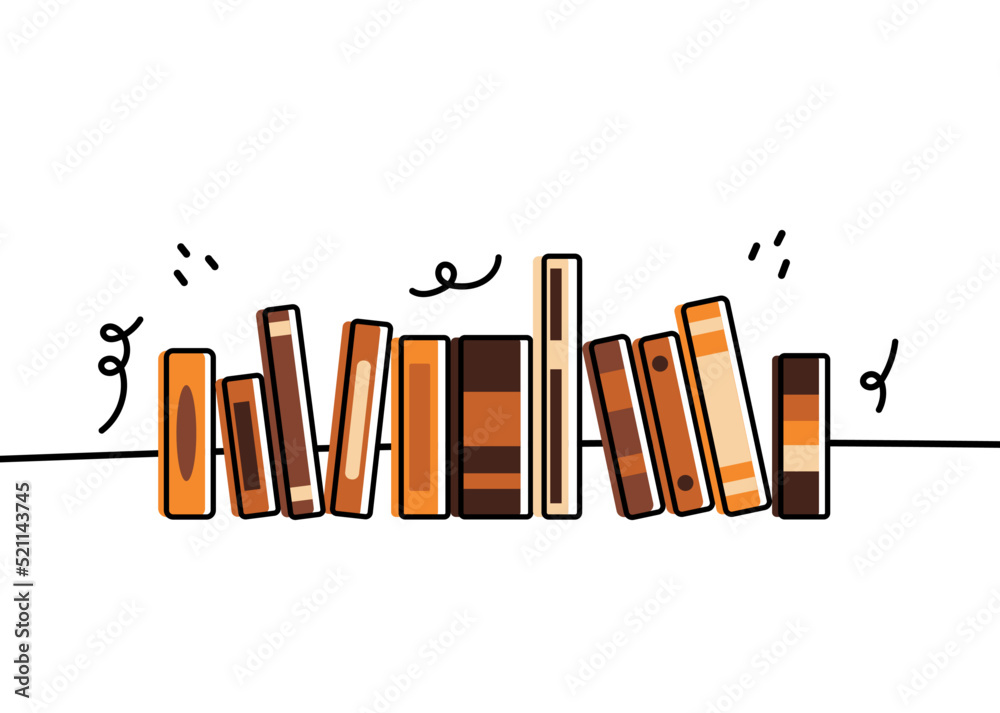 Set of different book spines. Collection of cute books hand drawn in ...